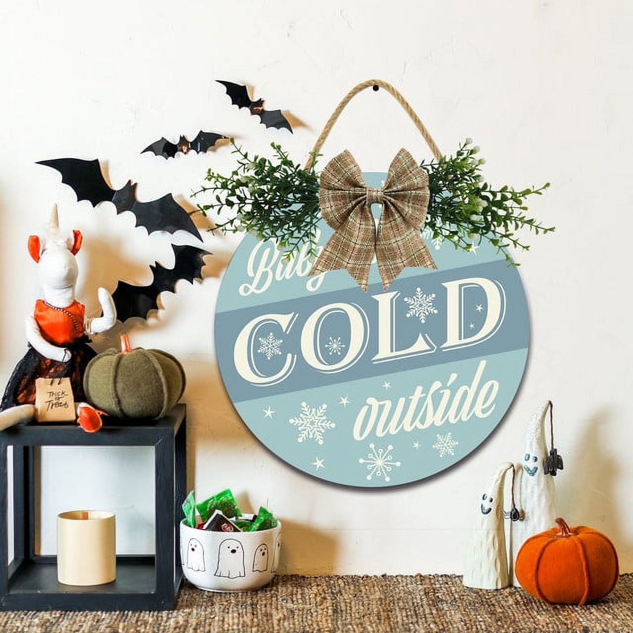 Eveokoki Door Sign Wood Decor - Baby It's Cold OutsideWall Decor ...