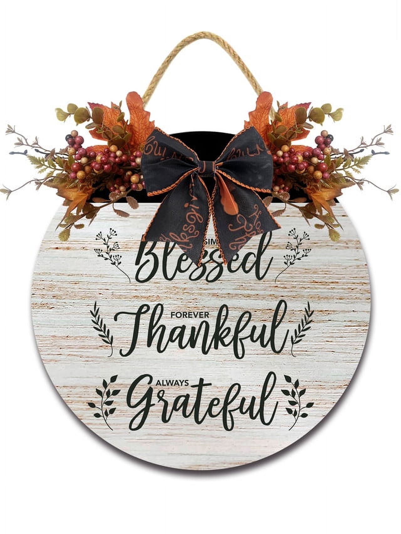 Eveokoki Door Sign Wood Decor - Grateful Blessed ThankfulWall Decor ...