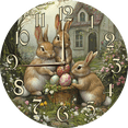 Eveokoki Easter Rabbits Round Wall Clock Decorative, 10 Inch Battery ...