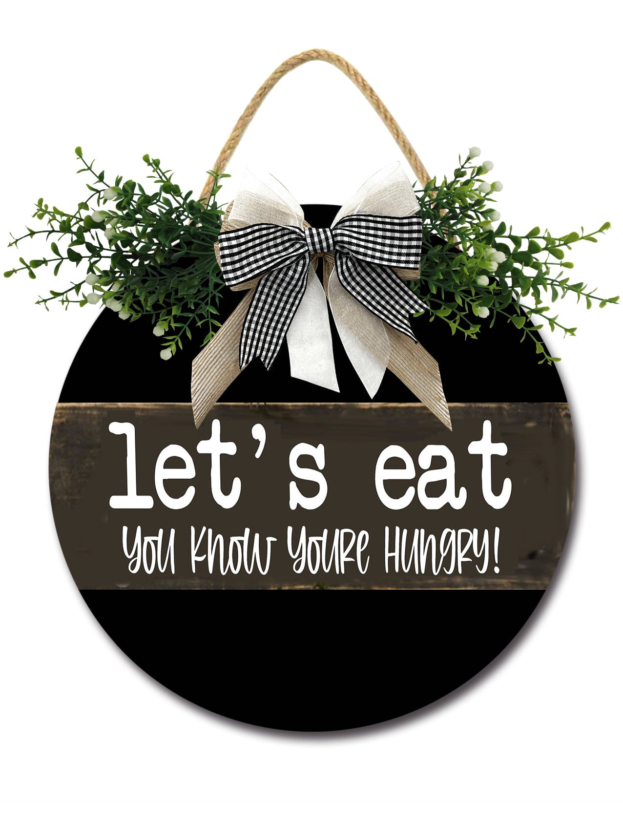 Eveokoki Let's Eat You Know Your Hungry Front Door Sign Funny Wreaths ...