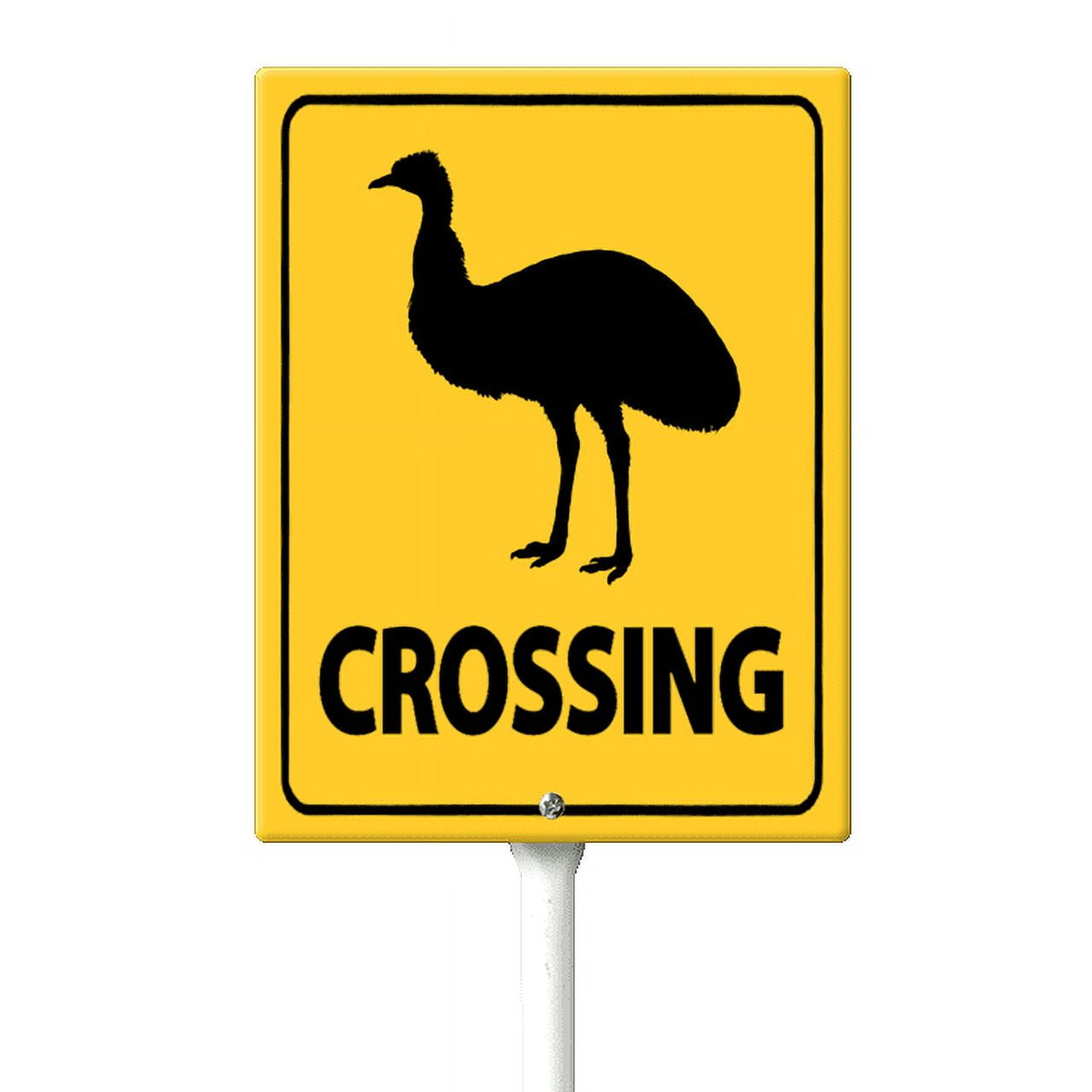 Eveokoki Emu Crossing Sign with Metal Stake -4.6x6inch Lawn Sign Sturdy ...