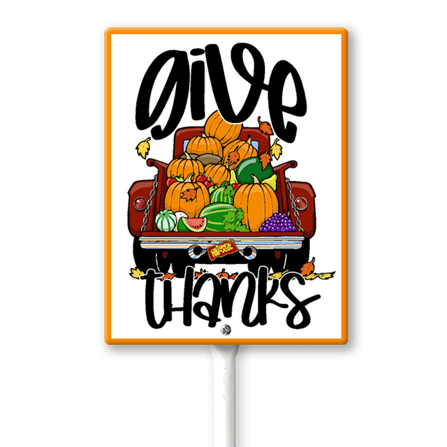 Eveokoki Fall Decorations Outdoor Give Thanks Aluminum Yard Sign with ...