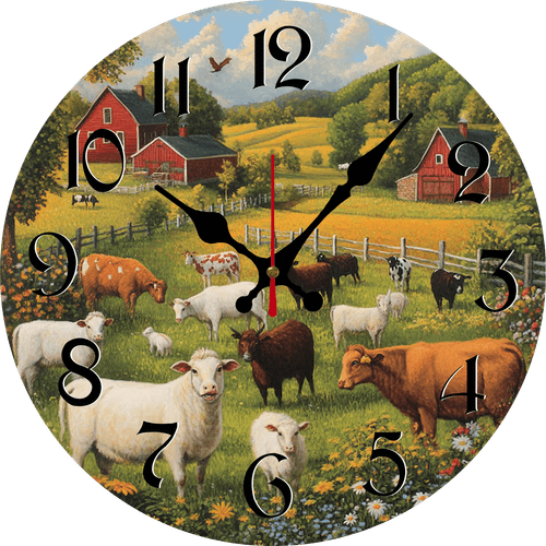 Eveokoki Farm Animals Grazing Rural DIY Wall Clock Battery Operated ...