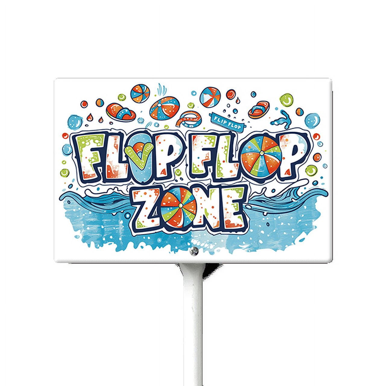 Eveokoki Flip Flop Zone Aluminum Sign Funny Pool Signs With Stake Beach ...