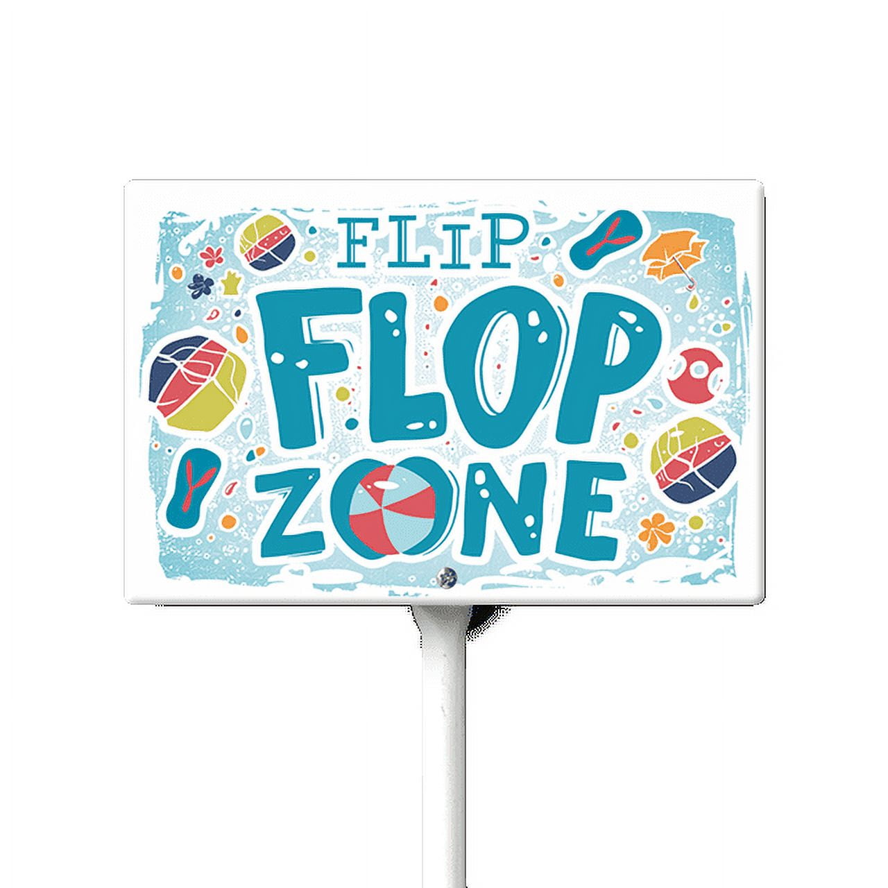 Eveokoki Flip Flop Zone Aluminum Sign Funny Pool Signs With Stake Beach ...
