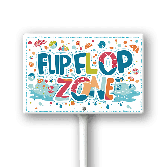 Eveokoki Flip Flop Zone Aluminum Sign Funny Pool Signs With Stake Beach ...