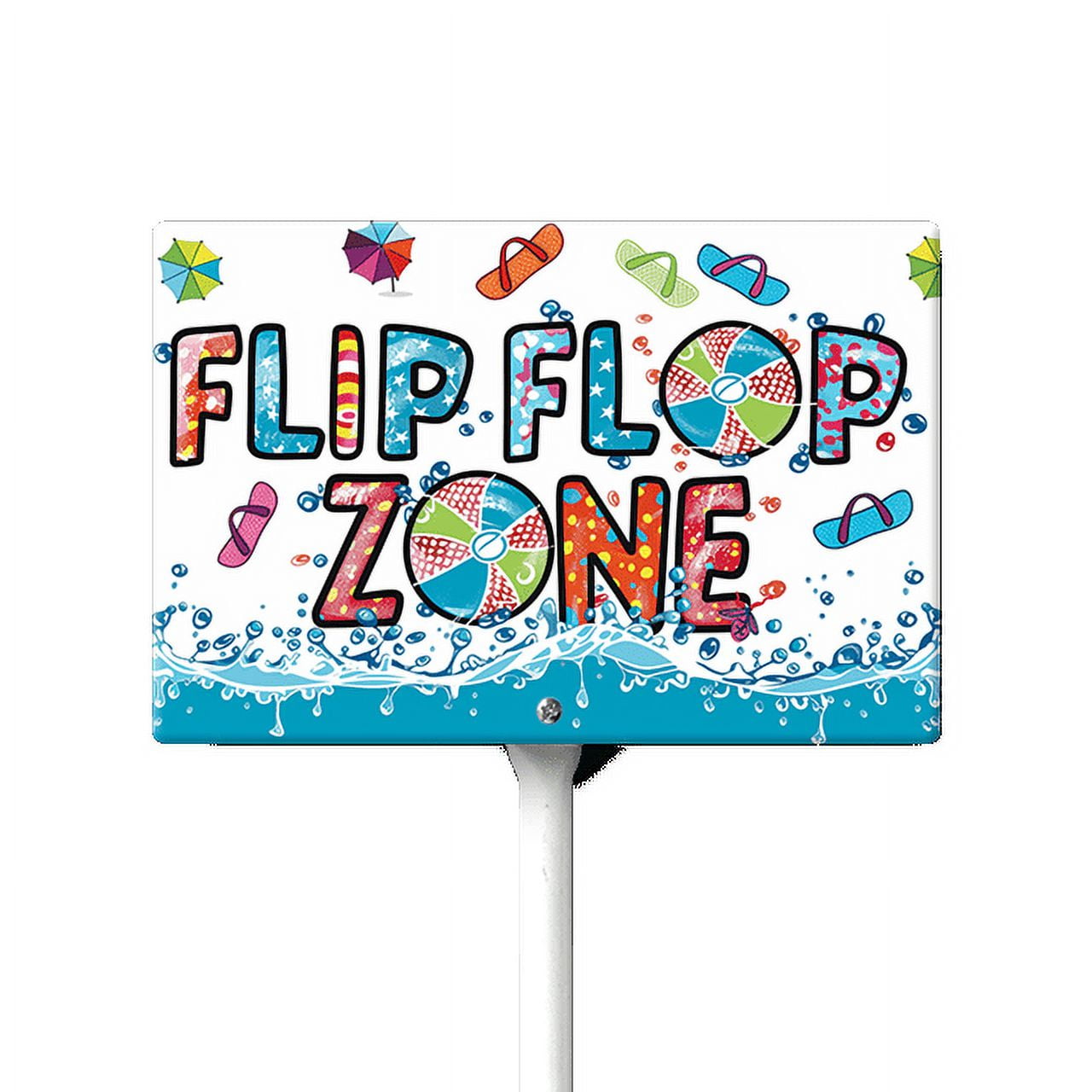 Eveokoki Flip Flop Zone Aluminum Sign Funny Pool Signs With Stake Beach ...