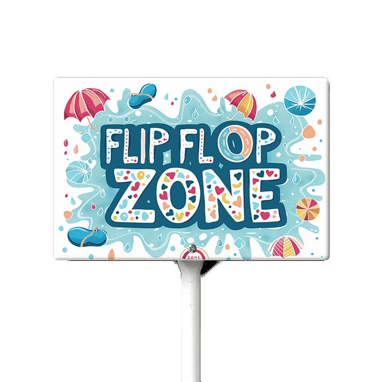 Eveokoki Flip Flop Zone Aluminum Sign Funny Pool Signs With Stake Beach ...