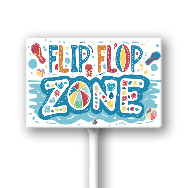 Eveokoki Flip Flop Zone Aluminum Sign Funny Pool Signs With Stake Beach ...