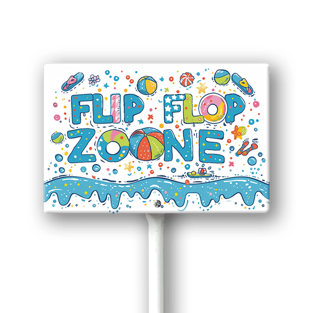 Eveokoki Flip Flop Zone Aluminum Sign Funny Pool Signs With Stake Beach ...