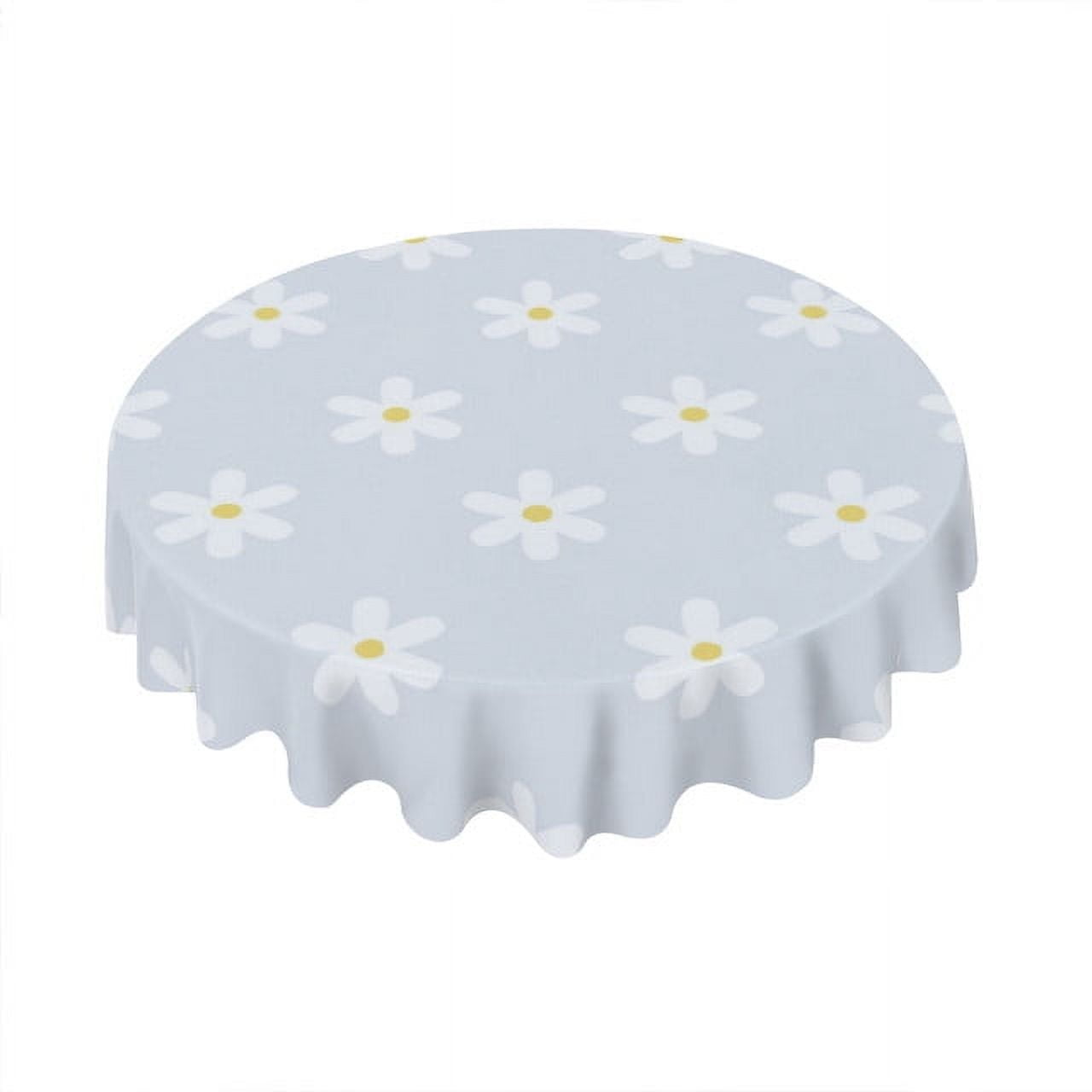Eveokoki Flower And Daisy Tablecloth Round Table Cloth 60 Inch Washable ...