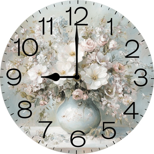 Eveokoki Flower Vase Wall Clock Large Silent Non-Ticking Battery ...