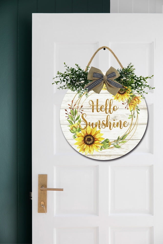 Eveokoki Front Door Porch Decorations Hello Sunshine Door Hanging Sign ...