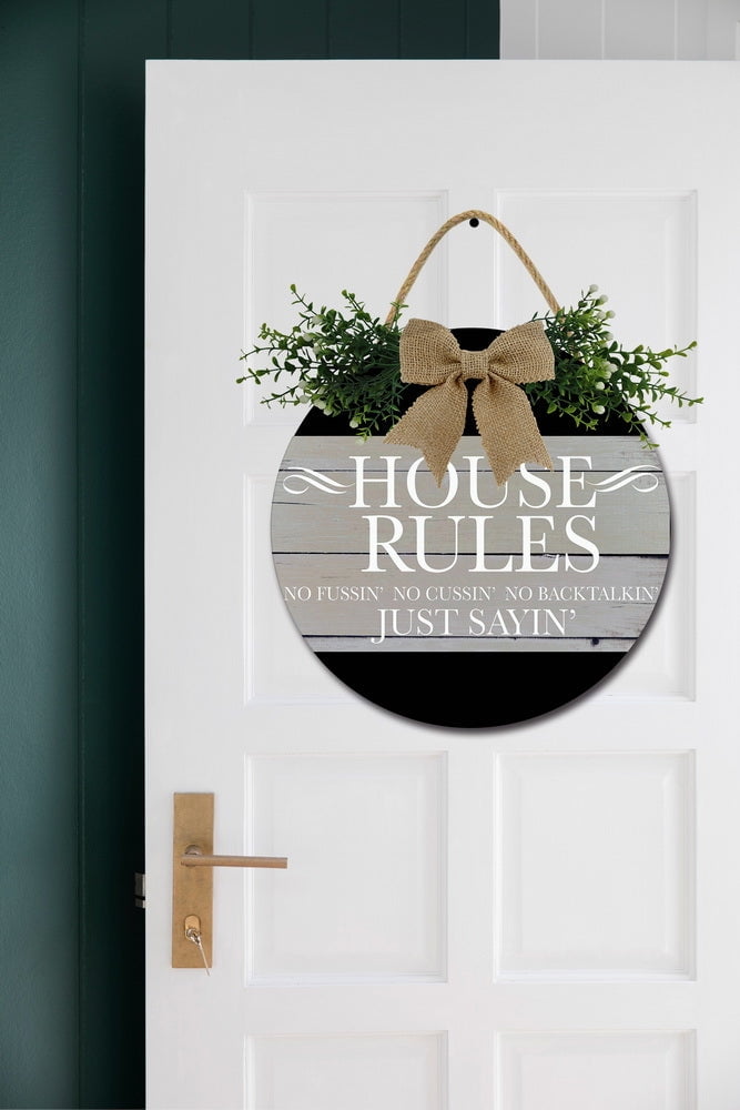 Eveokoki Front Door Porch Decorations House Rules Door Hanging Sign 11 ...