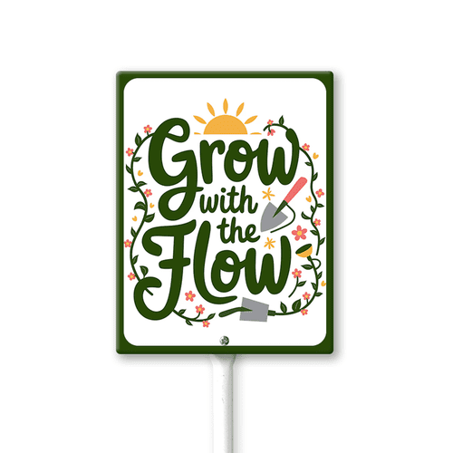 Eveokoki Garden Signs Grow With The Flow Sign with Stake Outdoor ...