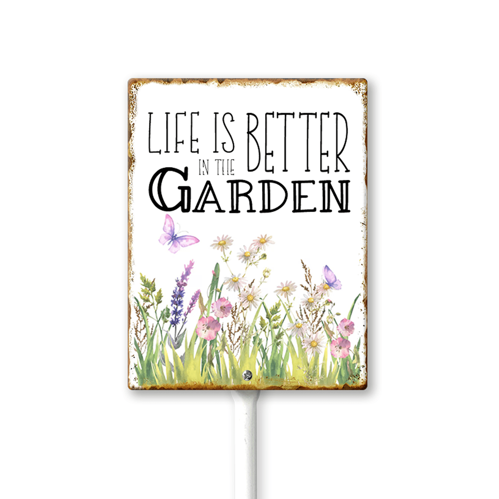 Eveokoki Garden Signs Life Better In The Garden Sign with Stake Outdoor ...