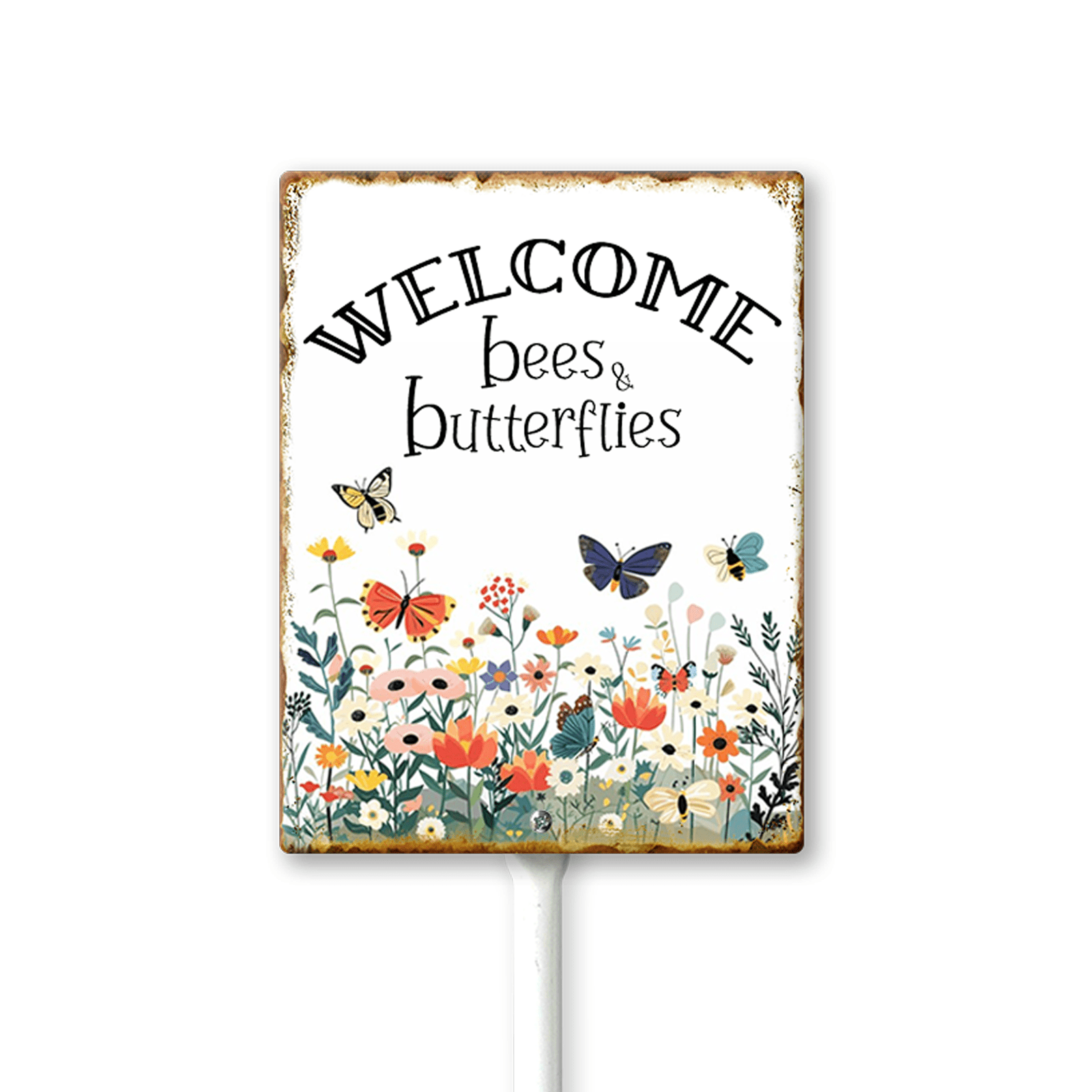 Eveokoki Garden Signs Welcome Bees And Butterflies Sign with Stake ...