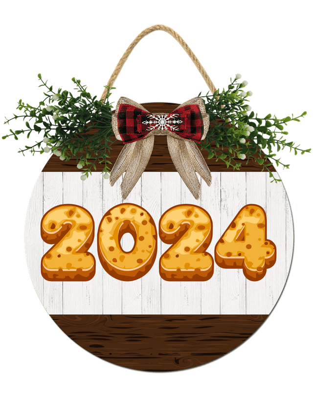Eveokoki Gingerbread Cookies 2024 Door Sign Home Decor Round Wood ...