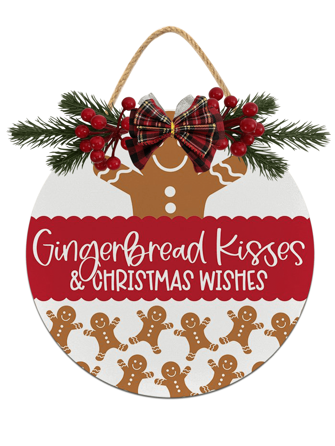 Eveokoki Gingerbread Kisses and Christmas Wishes Decorations Wreath ...