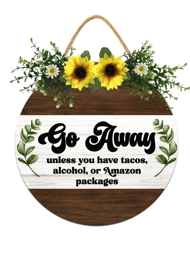 Eveokoki Go Away Sign for Front Door,11Inch Door Decor for Farmhouse ...