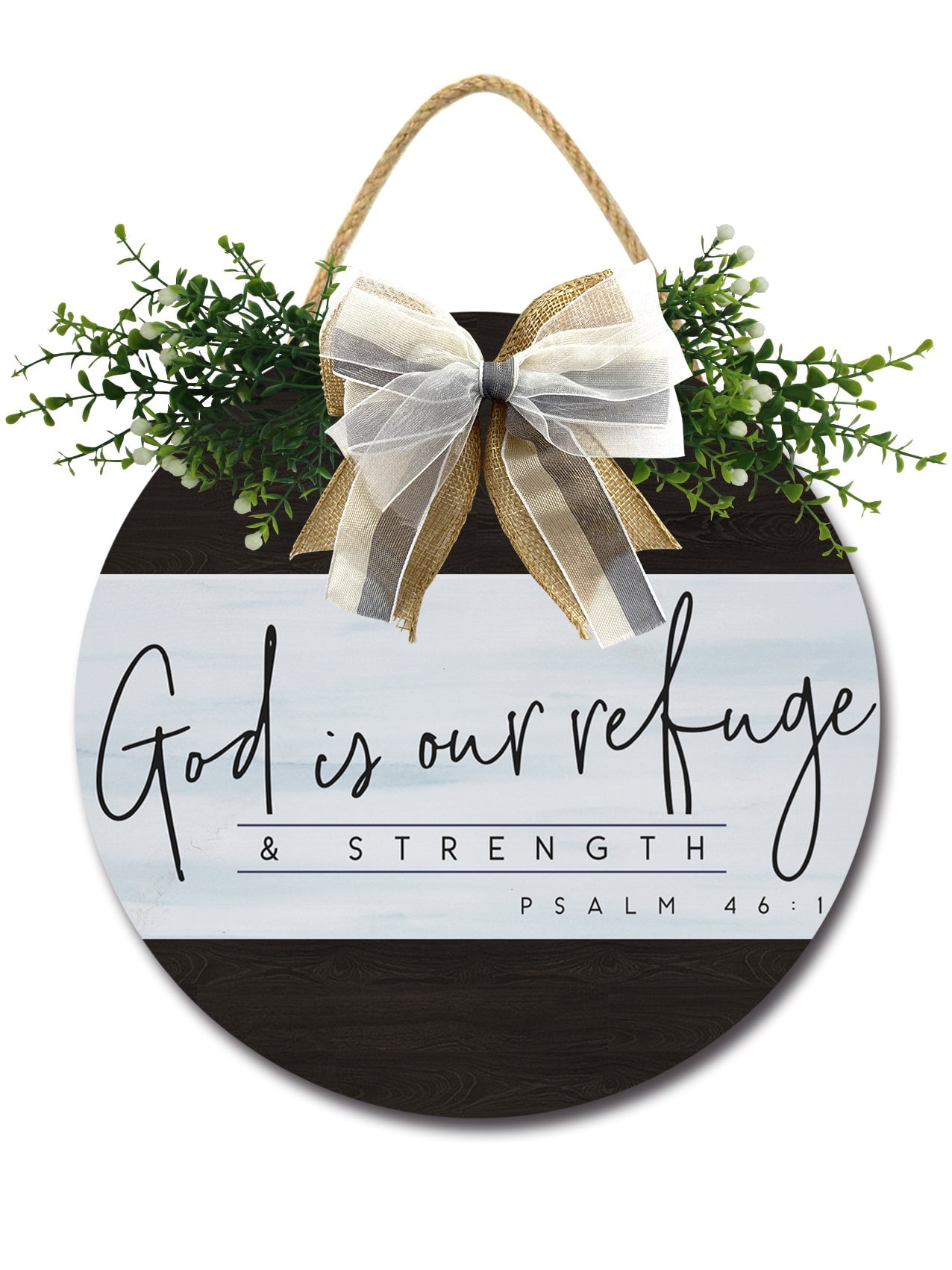 Eveokoki God Is Our Refuge Sign Farmhouse Wood Sign Front Porch Decor ...