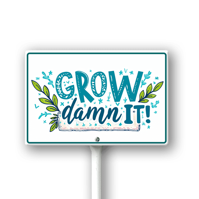 Eveokoki Grow Dammit Garden Signs Decor- Aluminum Garden Stakes Sign ...