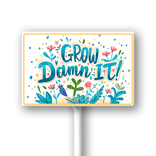 Eveokoki Grow Dammit Garden Signs Decor- Aluminum Garden Stakes Sign ...