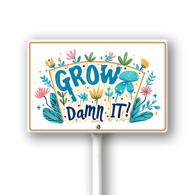 Eveokoki Grow Dammit Garden Signs Decor- Aluminum Garden Stakes Sign ...