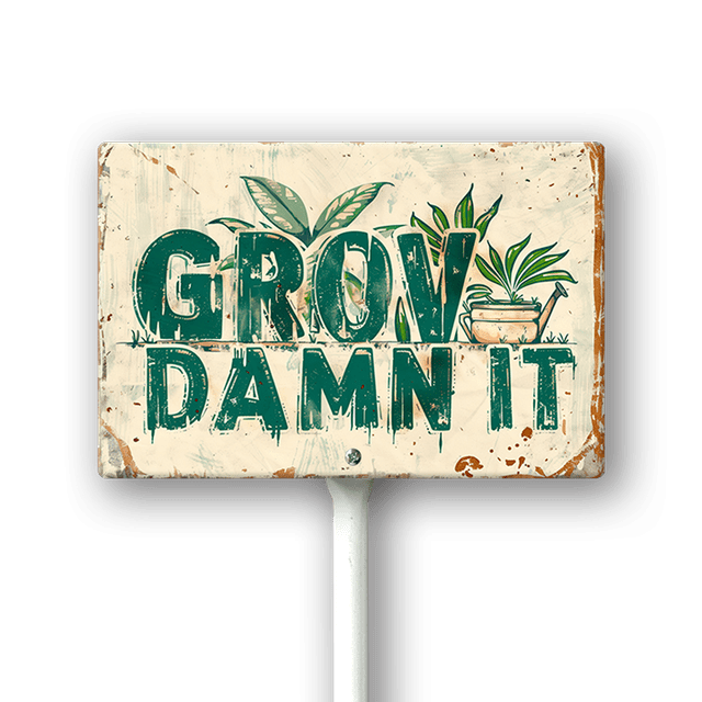 Eveokoki Grow Dammit Garden Signs Decor- Aluminum Garden Stakes Sign ...