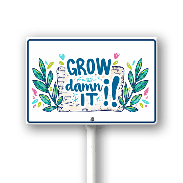 Eveokoki Grow Dammit Garden Signs Decor- Aluminum Garden Stakes Sign ...