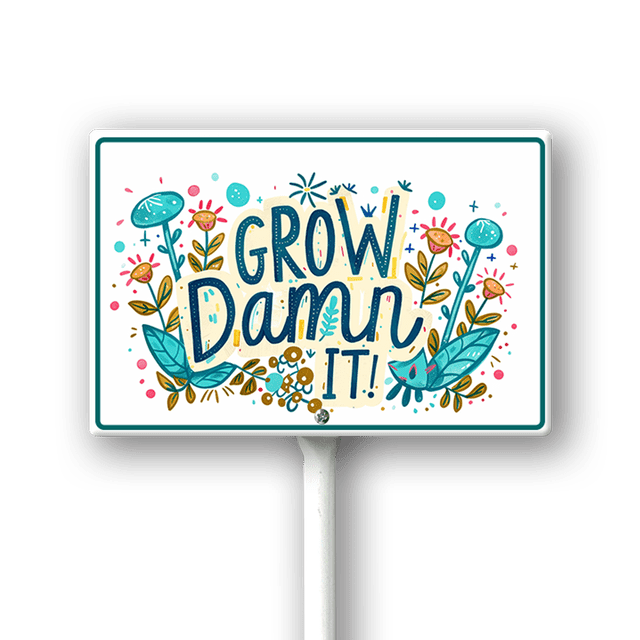 Eveokoki Grow Dammit Garden Signs Decor- Aluminum Garden Stakes Sign ...