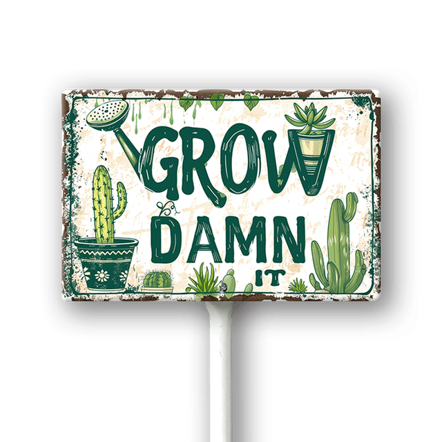 Eveokoki Grow Dammit Garden Signs Decor- Aluminum Garden Stakes Sign ...