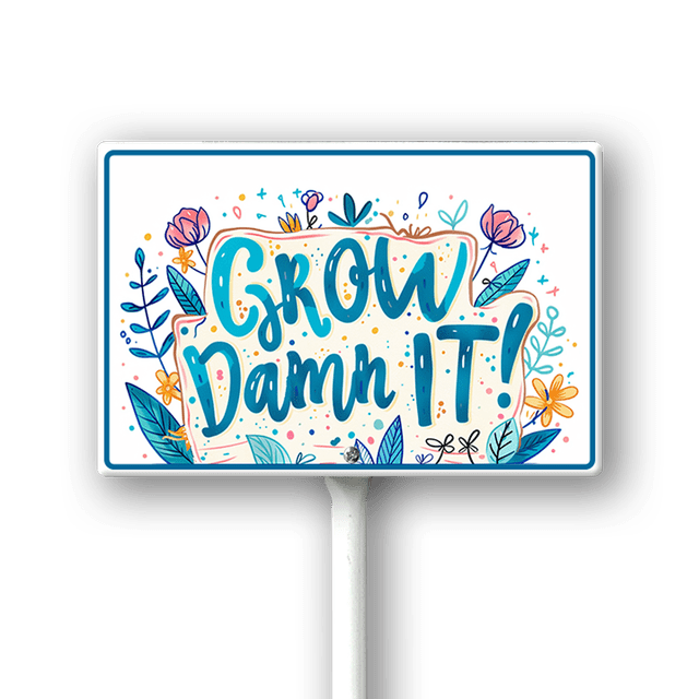 Eveokoki Grow Dammit Garden Signs Decor- Aluminum Garden Stakes Sign ...