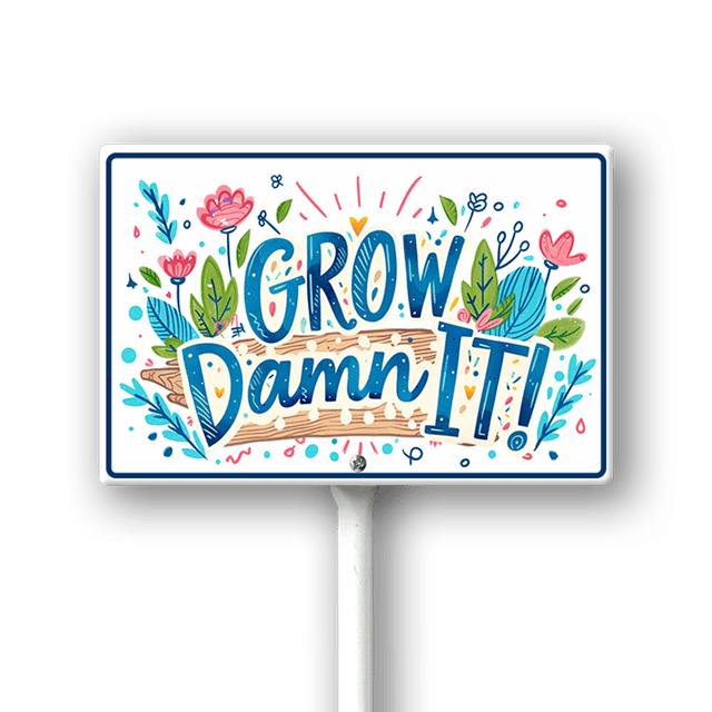 Eveokoki Grow Dammit Garden Signs Decor- Aluminum Garden Stakes Sign ...