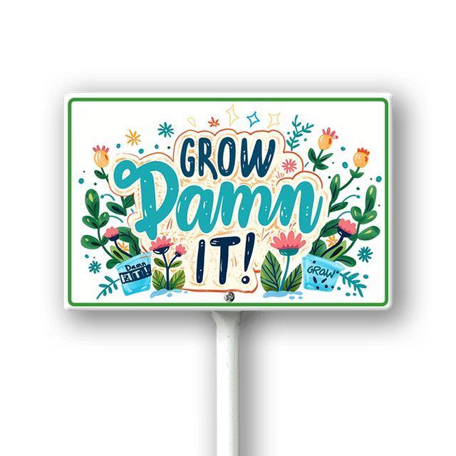 Eveokoki Grow Dammit Garden Signs Decor- Aluminum Garden Stakes Sign ...