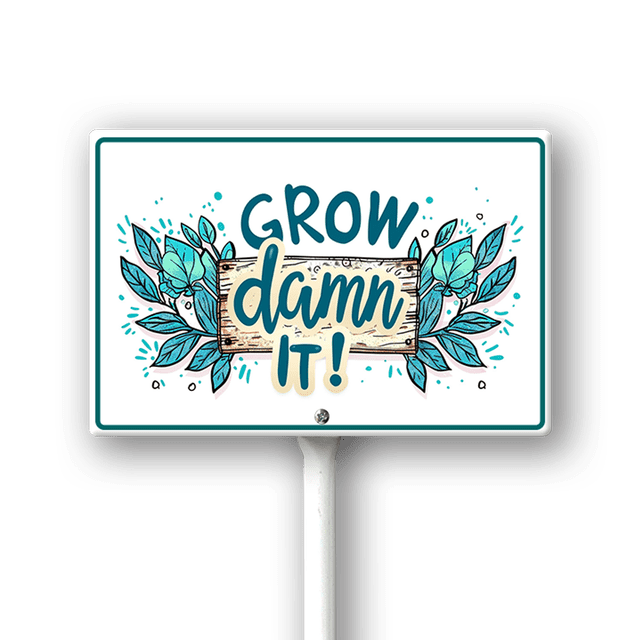 Eveokoki Grow Dammit Garden Signs Decor- Aluminum Garden Stakes Sign ...