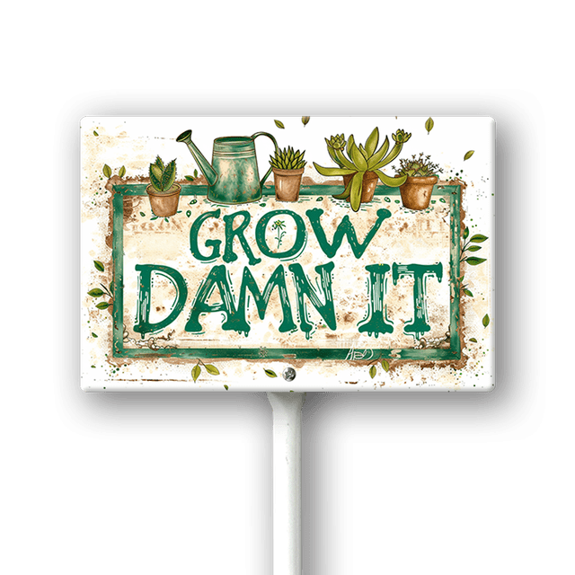 Eveokoki Grow Dammit Garden Signs Decor- Aluminum Garden Stakes Sign ...
