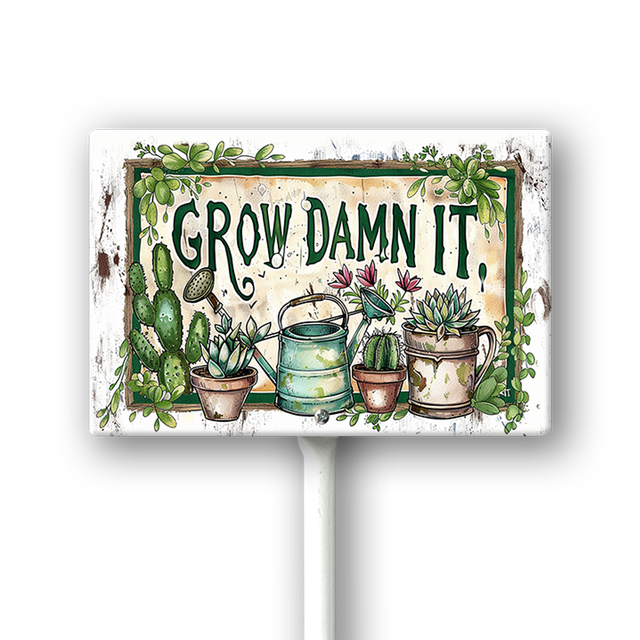 Eveokoki Grow Dammit Garden Signs Decor- Aluminum Garden Stakes Sign ...
