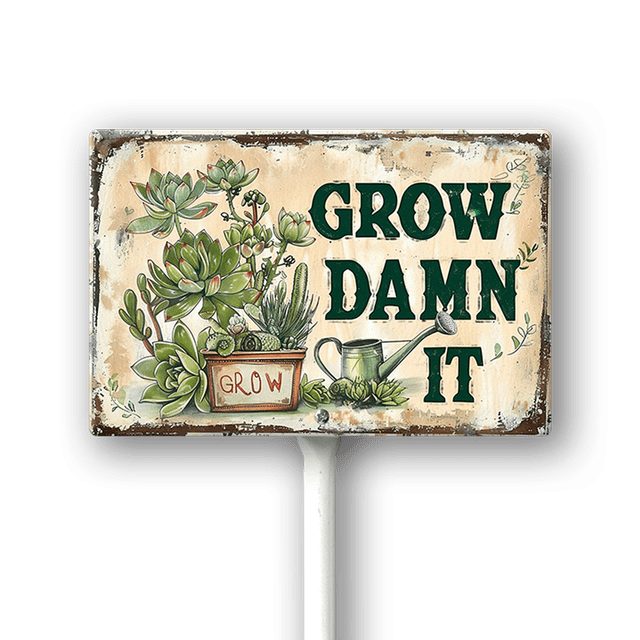 Eveokoki Grow Dammit Garden Signs Decor- Aluminum Garden Stakes Sign ...