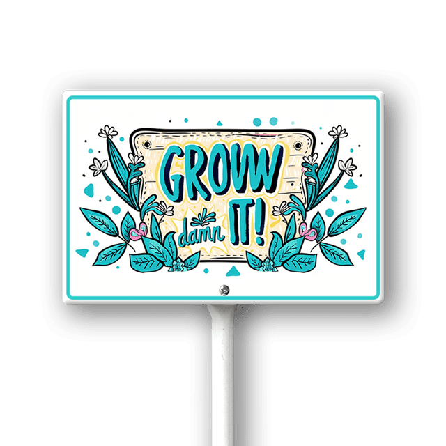 Eveokoki Grow Dammit Garden Signs Decor- Aluminum Garden Stakes Sign ...