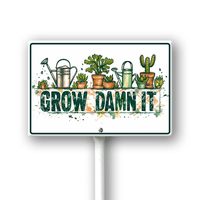 Eveokoki Grow Dammit Garden Signs Decor- Aluminum Garden Stakes Sign ...