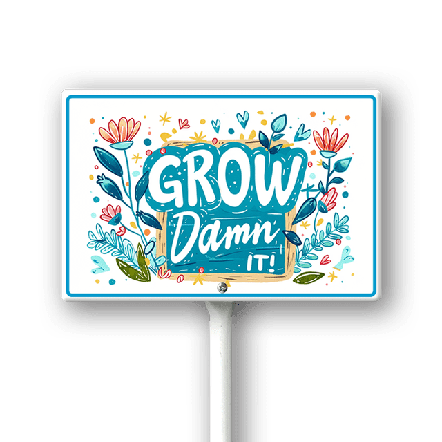 Eveokoki Grow Dammit Garden Signs Decor- Aluminum Garden Stakes Sign ...