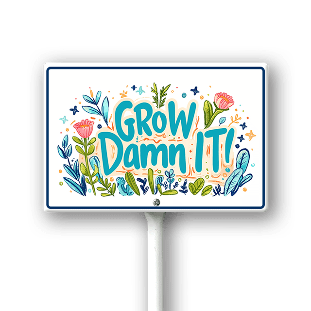 Eveokoki Grow Dammit Garden Signs Decor- Aluminum Garden Stakes Sign ...