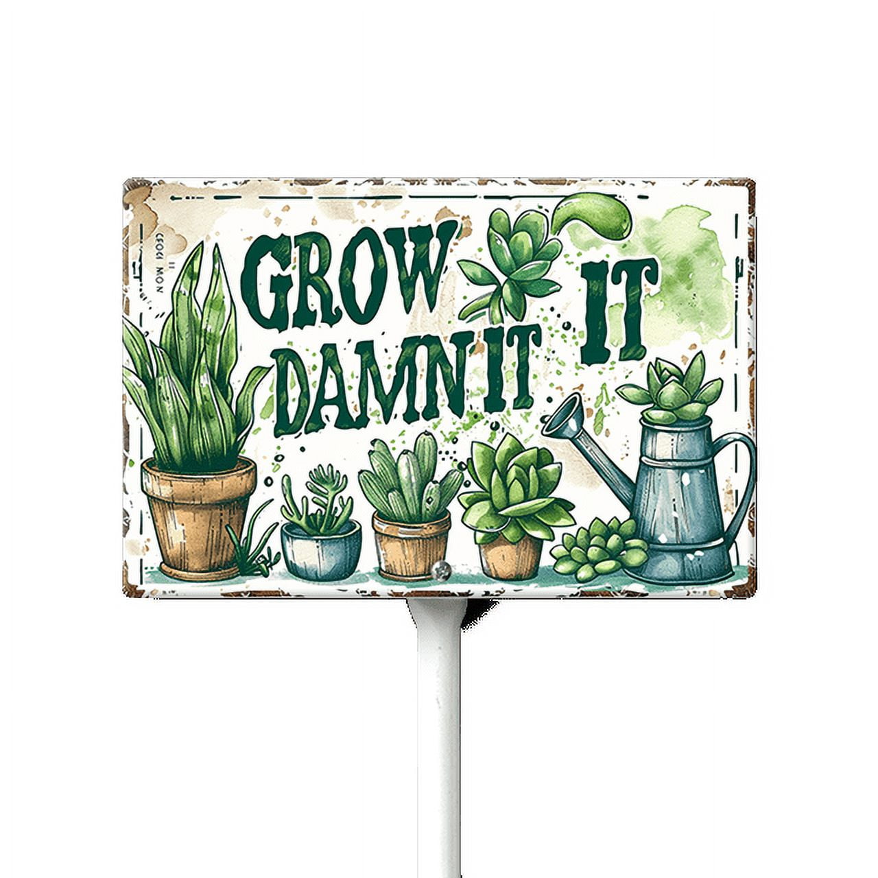 Eveokoki Grow Dammit Garden Signs Decor- Aluminum Garden Stakes Sign ...