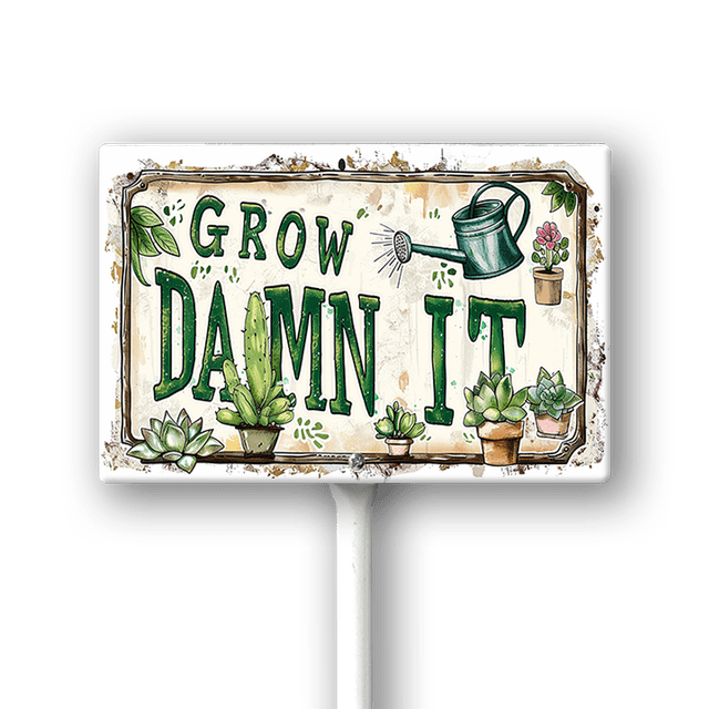 Eveokoki Grow Dammit Garden Signs Decor- Aluminum Garden Stakes Sign ...