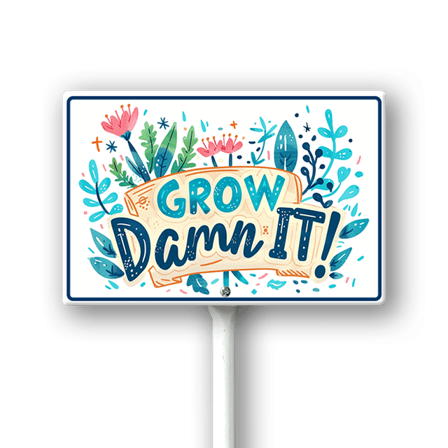 Eveokoki Grow Dammit Garden Signs Decor- Aluminum Garden Stakes Sign ...