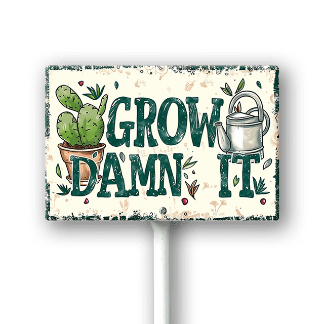 Eveokoki Grow Dammit Garden Signs Decor- Aluminum Garden Stakes Sign ...