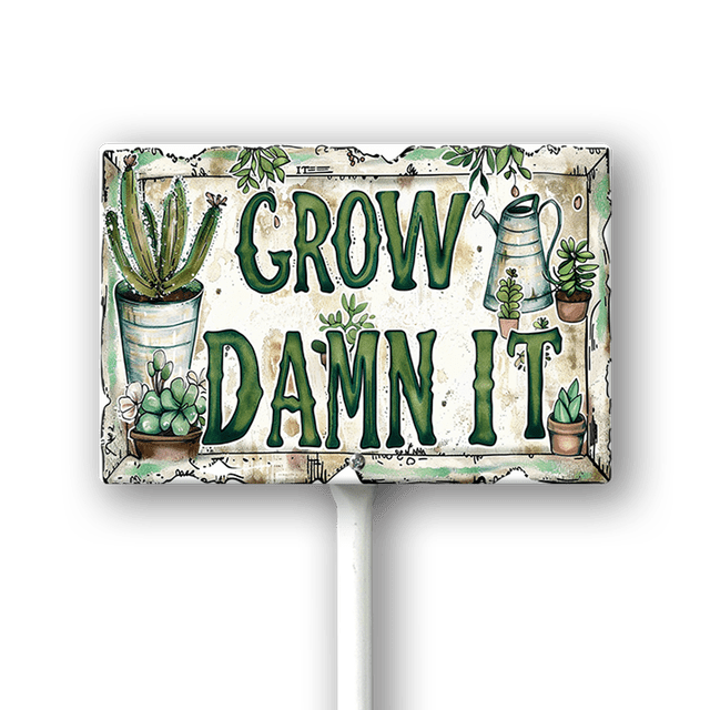 Eveokoki Grow Dammit Garden Signs Decor- Aluminum Garden Stakes Sign ...