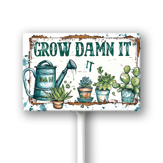 Eveokoki Grow Dammit Garden Signs Decor- Aluminum Garden Stakes Sign ...