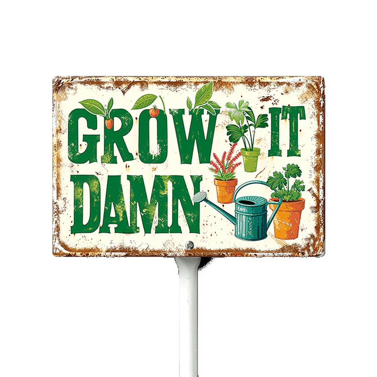 Eveokoki Grow Dammit Garden Signs Decor- Aluminum Garden Stakes Sign ...
